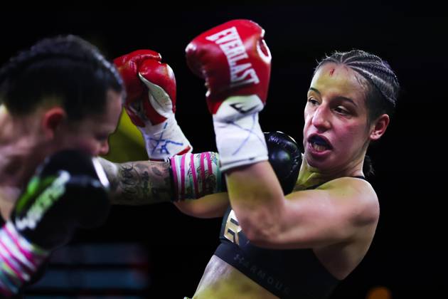 BOXING TSZYU BRUBAKER, Amber Wright throws a punch during the boxing ...