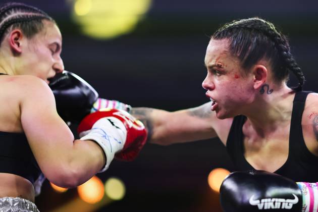 BOXING TSZYU BRUBAKER, Amber Wright throws a punch during the boxing ...