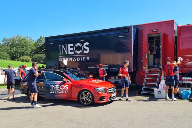 Service truck and service vehicle of the team INEOS Grenadier at the ...