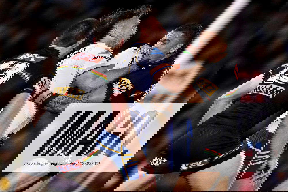 NRL PANTHERS EELS, Bryce Cartwright of the Eels is tackled by James ...