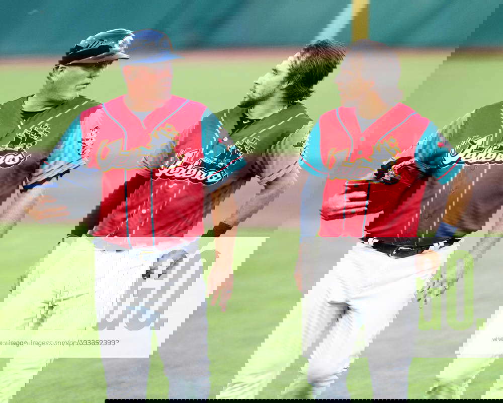 August 22, 2023: Columbus Clippers mamager Andy Tracy (28) and Columbus ...