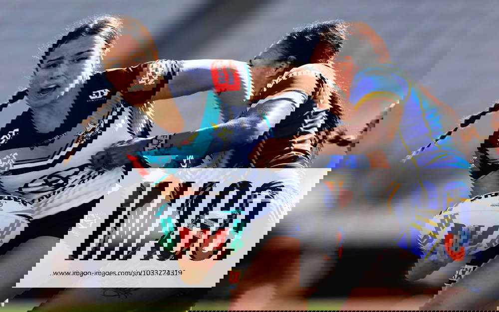 NRLW EELS COWBOYS, Bree Chester of the Cowboys is tackled during the ...