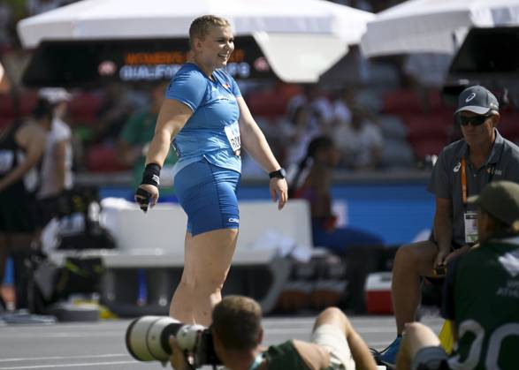 Eveliina Rouvali of Finland during the women s shot put qualification ...