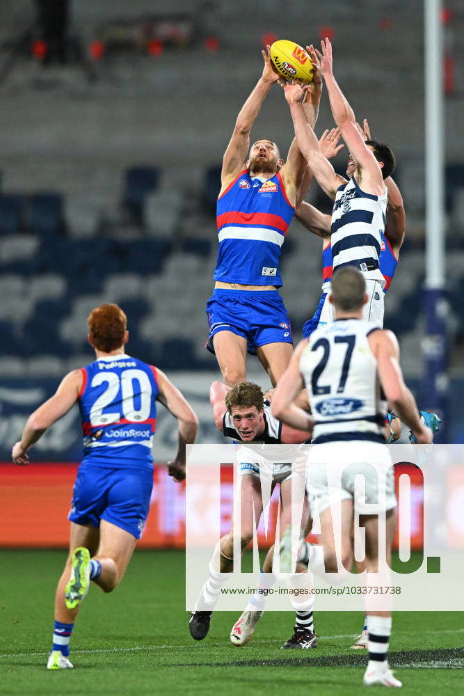 AFL CATS BULLDOGS, Liam Jones of Western Bulldogs (left) and Oliver ...