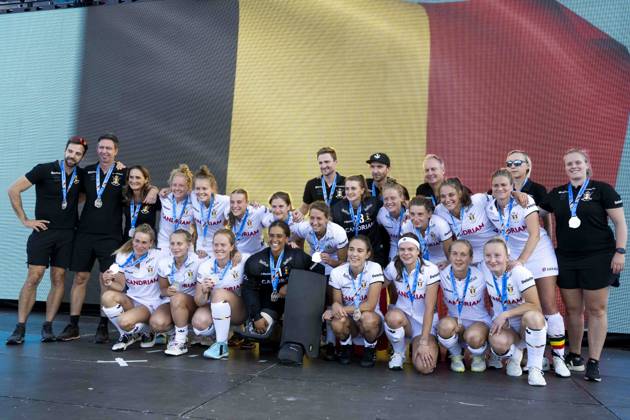 The Red Panthers , winner of the silver medal pictured on the podium of ...