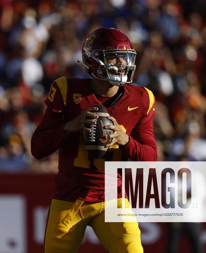 August 26, 2023 USC Trojans quarterback Caleb Williams 13 drops back to ...