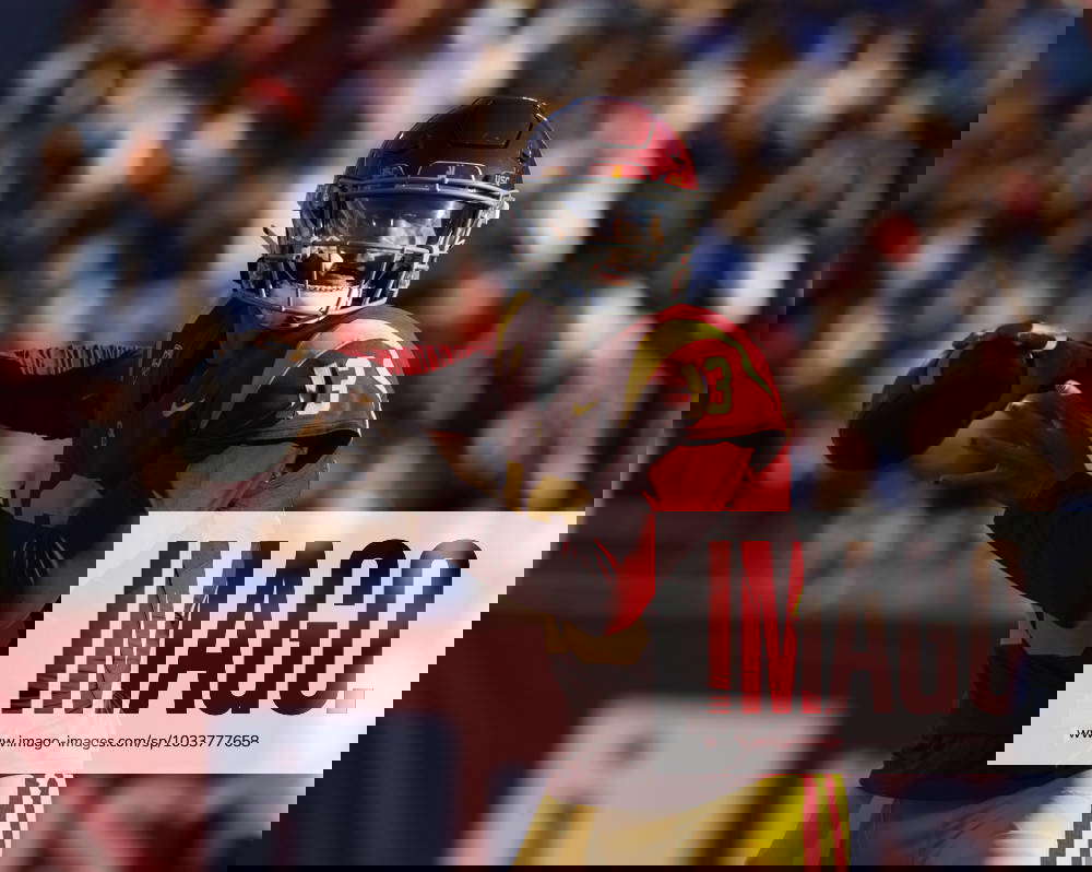 August 26, 2023 USC Trojans quarterback Caleb Williams 13 drops back to ...