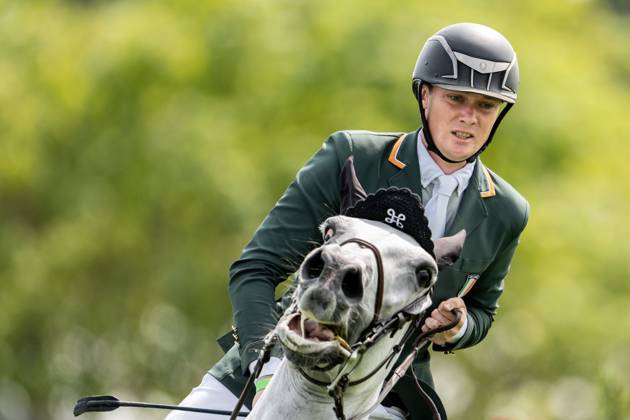 Michael Duffy or Ireland with horse Cinca 3 competes during the team ...