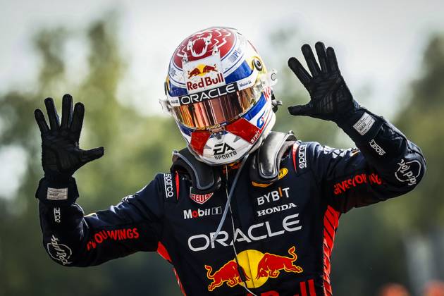 MONZA - Max Verstappen celebrates his win after the Italian Grand Prix ...