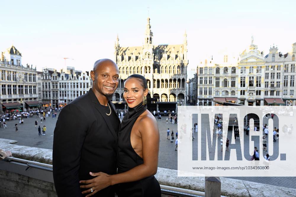 Former sprinter Asafa Powell ans his wife Alyshia Miller-Powell pose ...