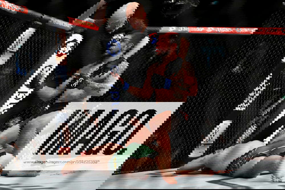 UFC 293 SYDNEY, Chepe Mariscal of the USA is pulled away by the referee ...