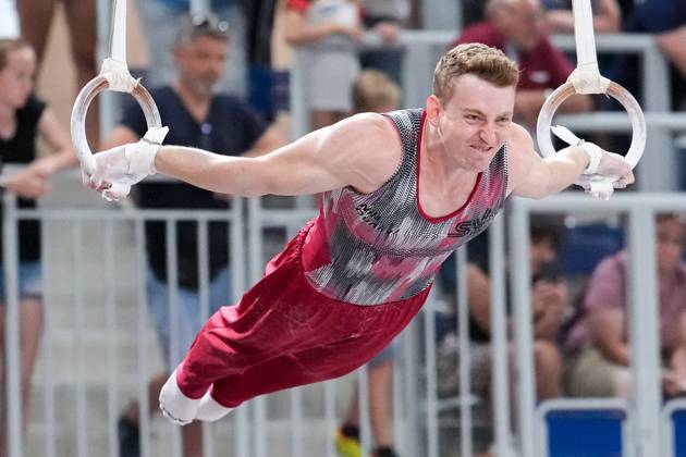 Nils Dunkel Germany, SV Halle, at the ring, at the rings SR, Still ...