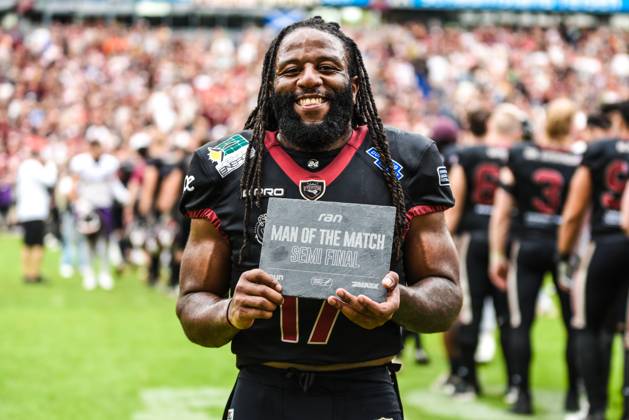 Glen Toonga Rhein Fire vs Frankfurt Galaxy match photos 17 09 2023 Glen ...