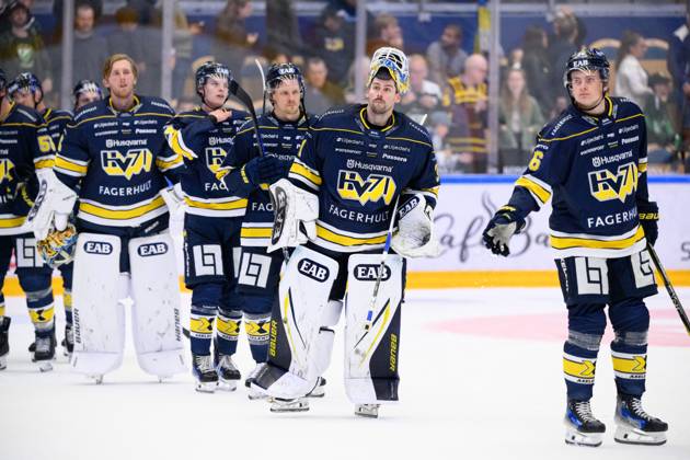 240120 HV71s goalkeeper Joni Ortio is depressed after the SHL ice hockey match between Leksand and