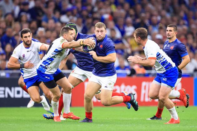 RWC - France v Namibia Pierre Bourgarit 16 of France, Anthony Jelonch 8 ...