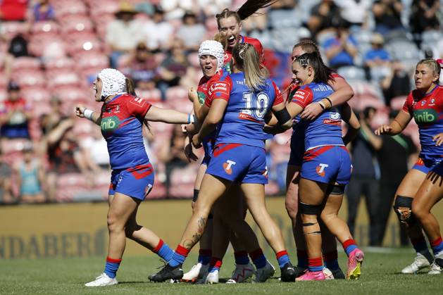 NRLW KNIGHTS BRONCOS, Hannah Southwell of the Knights celebrates ...