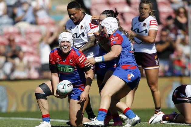 NRLW KNIGHTS BRONCOS, Hannah Southwell of the Knights celebrates ...