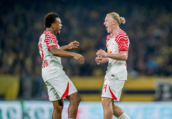 Leipzigs Xaver Schlager celebrates after his goal to 2 1 with Andre ...