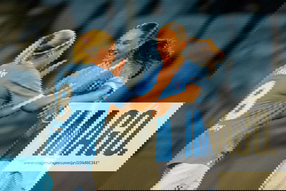 Malmö FFs Rebecka Holm and Nova Rolfsson celebrate after the 3-1 win in ...