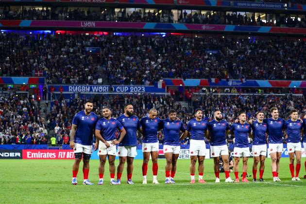 RWC - France v Italy Team of France during the national anthem before ...