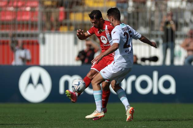 Monza, Italy, 8th October 2023. Pedro Pereira of AC Monza controls the ...