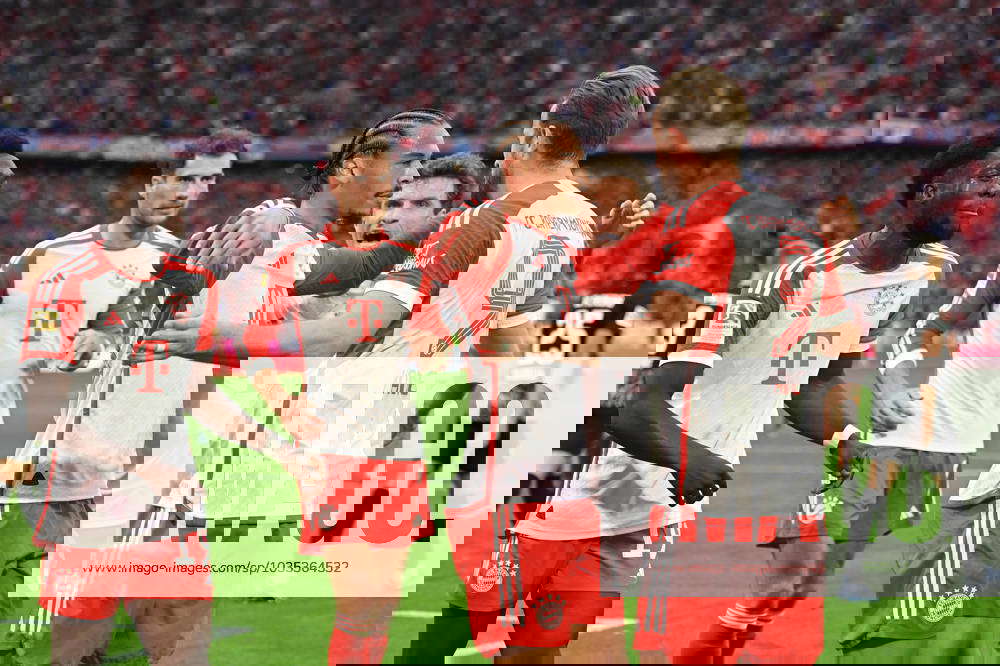 Goal celebration Leroy SANE Bayern Muenchen with Harry KANE Bayern ...