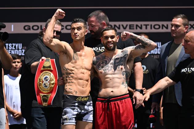 BOXING TSZYU MENDOZA WEIGH IN, Australian boxers Jackson England and Nathaniel May are seen during