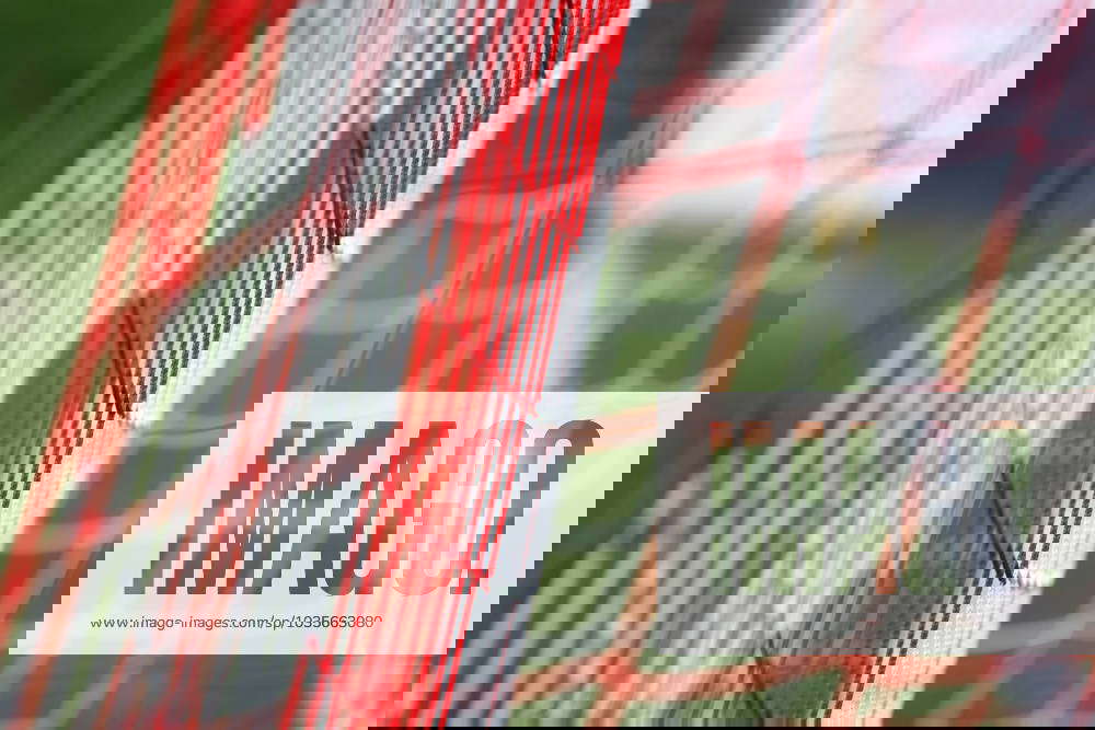 General, feature, border motif, goal net in the colors red and white ...