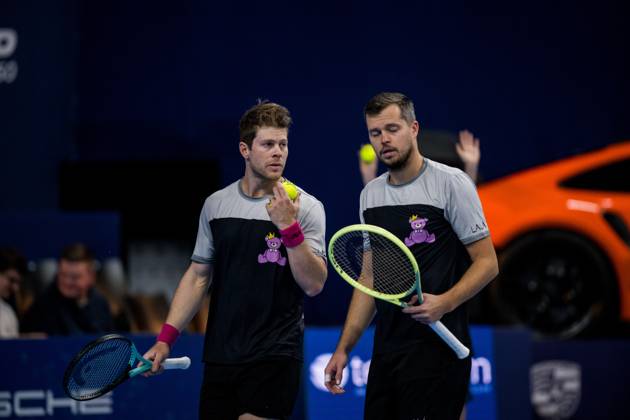 Adam Pavlasek and Ariel Behar pictured in action during a doubles ...