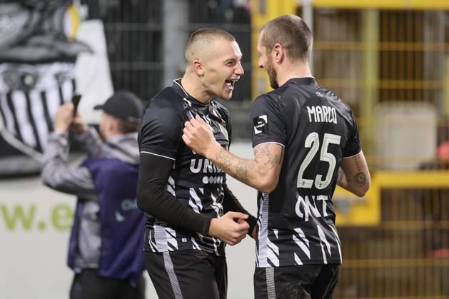 Charleroi s Nikola Stulic celebrates after scoring during a soccer ...