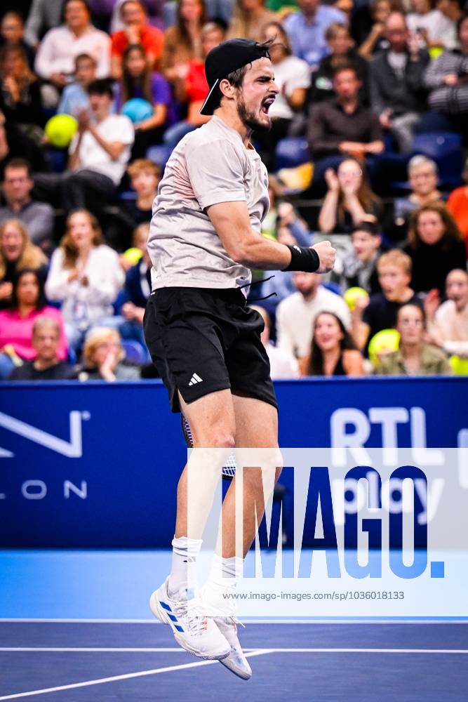 Greek Petros Tsitsipas celebrates during a singles semi final match at ...