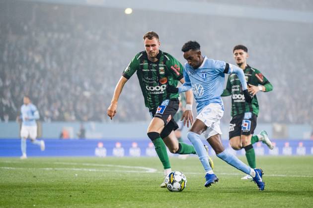 Varbergs Niklas Dahlström and Malmö FFs Otto Rosengren during the ...