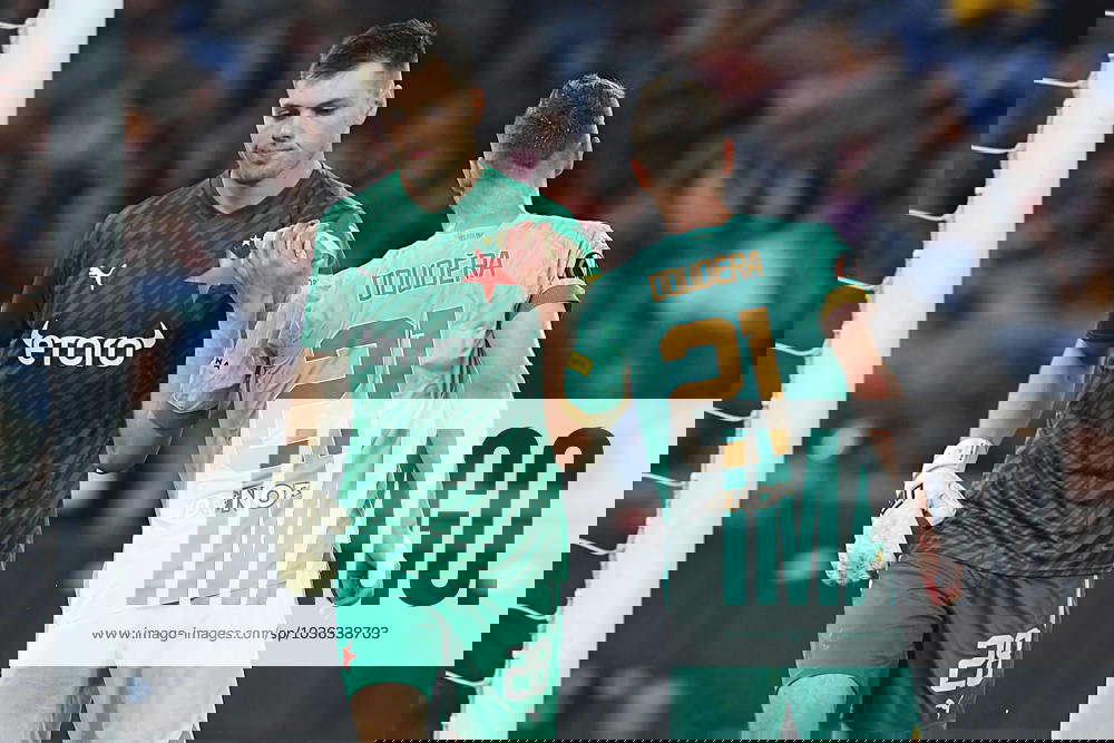 Ales Mandous of Slavia Praga, David Doudera of Slavia Praga during the ...