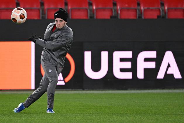 Christos Zafeiris of Slavia Praha attends a training prior to the ...