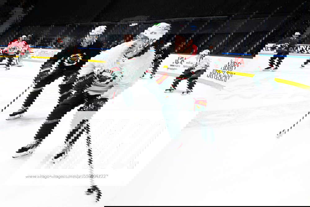 231115 Jon Merrill of Minnesota Wild during a practice session during ...