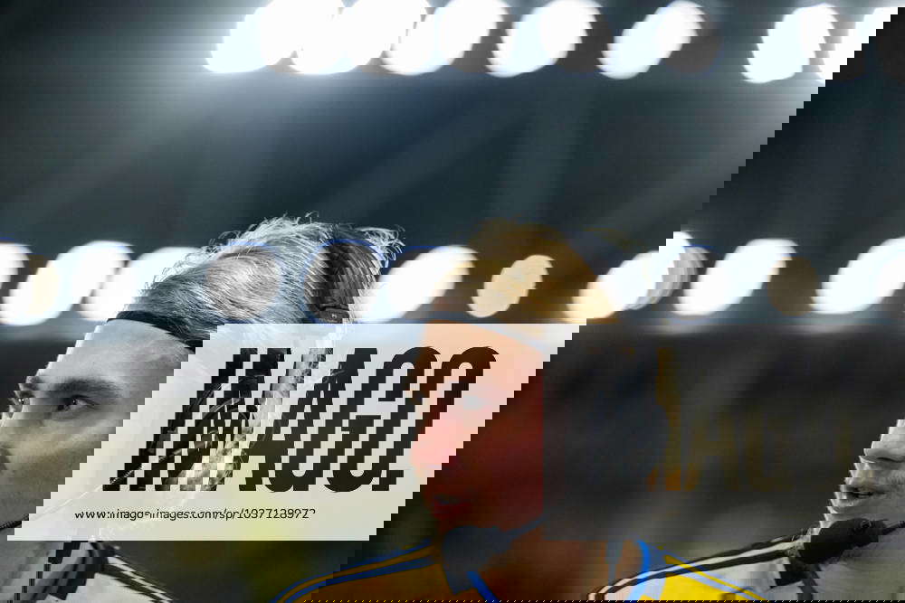 Sebastian Nanasi of Sweden is interviewed at half time during the UEFA ...