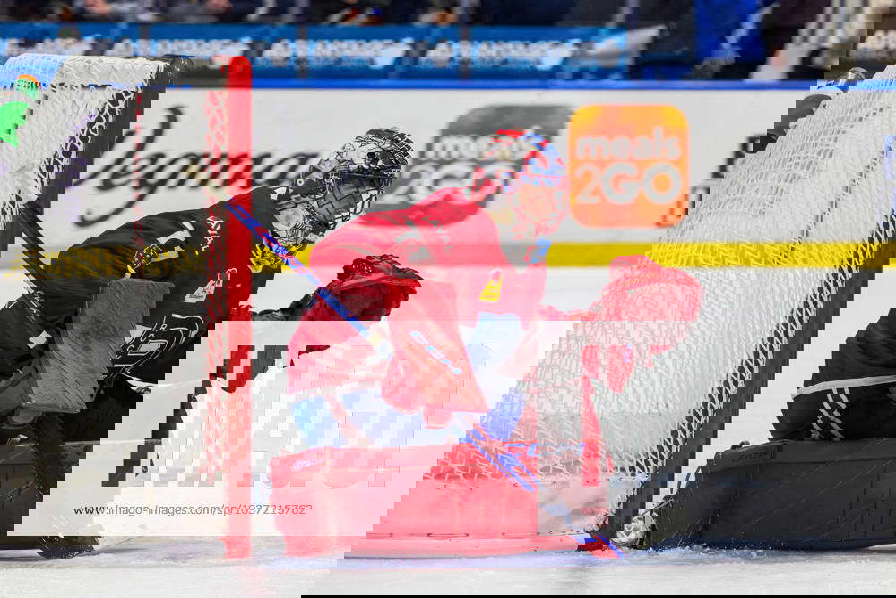 November 25th 2023: Laval Rocket goaltender Jakub Dobes makes a save in ...