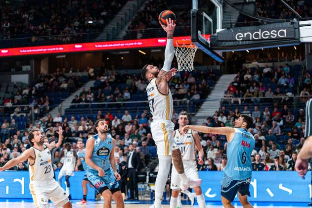 Real Madrid v Rio Breogan - Liga Acb Endesa Vincent Poirier of Real Madrid is seen taking a dunk