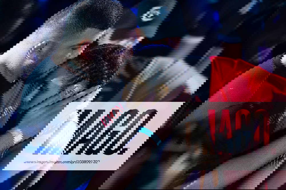 Faycal Hucin is kissing his wife, Rizlen Zouak before his fight against ...