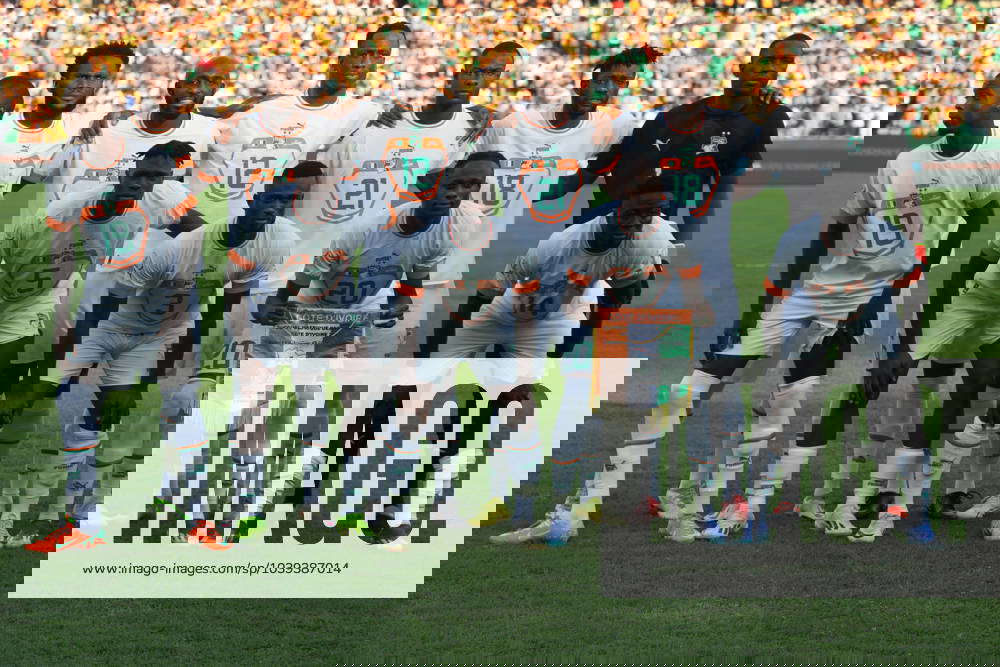 ABIDJAN, IVORY COAST - JANUARY 22: The Ivory Coast team line up ...