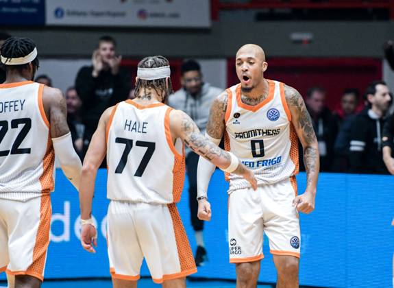 Players of Promitheas Patras celebrate during the FIBA BASKETBALL ...