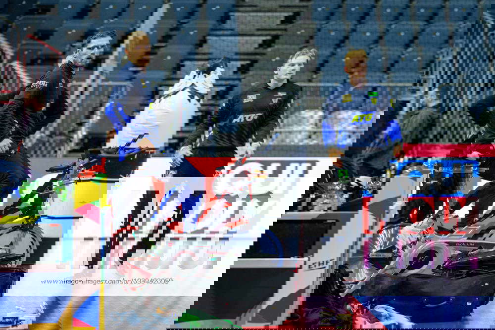 240125 Albin Lagergren of Sweden at a training session during the EHF ...