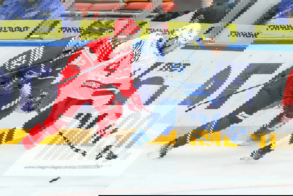 RUSSIA, MOSCOW - : Spartak s Shane Prince and Dynamo s Anton Malyshev are in action in a