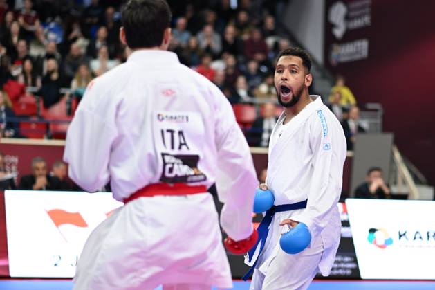 AVANZINI MATTEO vs BOUSSAG FAADEL during the Paris Open Karate 2024 at ...