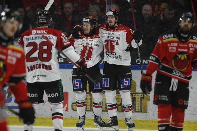 LULEA 20240201 Örebros William Wikman scores 0-1 during s SHL ice hockey match between Lulea HF and