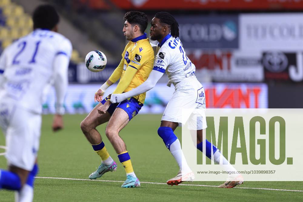240201 STVV vs KAA Gent Kahveh Zahiroleslam (15) of STVV battles for ...