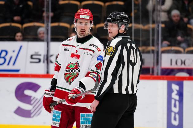 MoDos David Bernhardt during the SHL ice hockey match between Skelleftea and MoDo on in Skelleftea