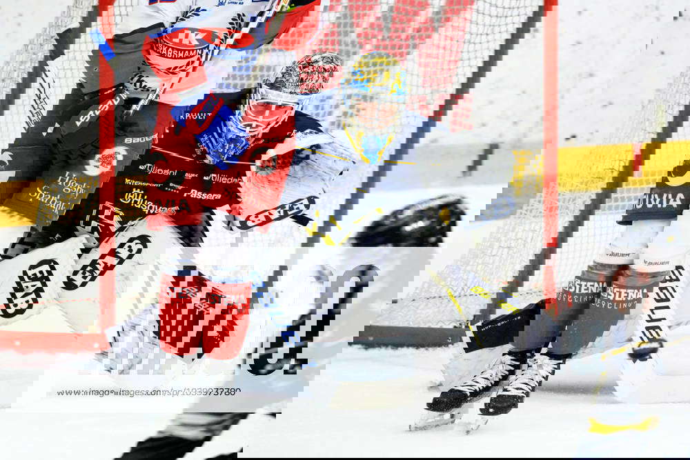 240203 HV71s goalkeeper Joni Ortio during the SHL ice hockey match between HV71 and Oskarshamn on