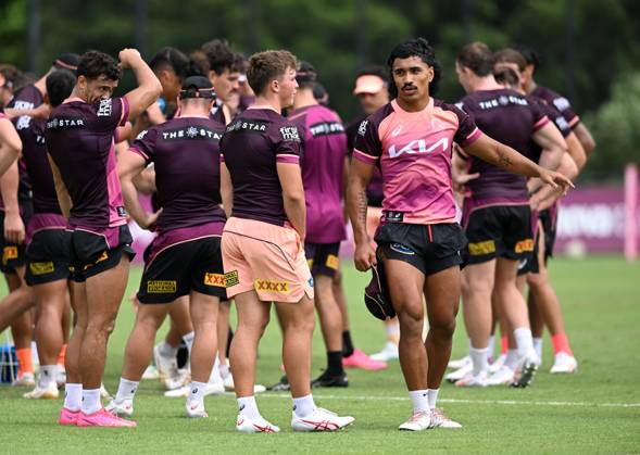 NRL BRONCOS TRAINING, Deine Mariner is seen during a Brisbane Broncos ...