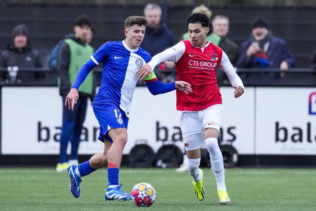 WIJDEWORMER - (l-r) David Munoz of Atletico Madrid U19, Referee ...